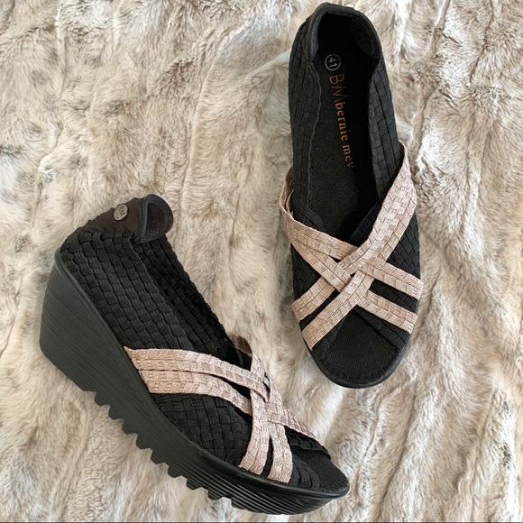 bernie mev. | Shoes | Bernie Mev Black Platform Strappy Wedge Sandals ...